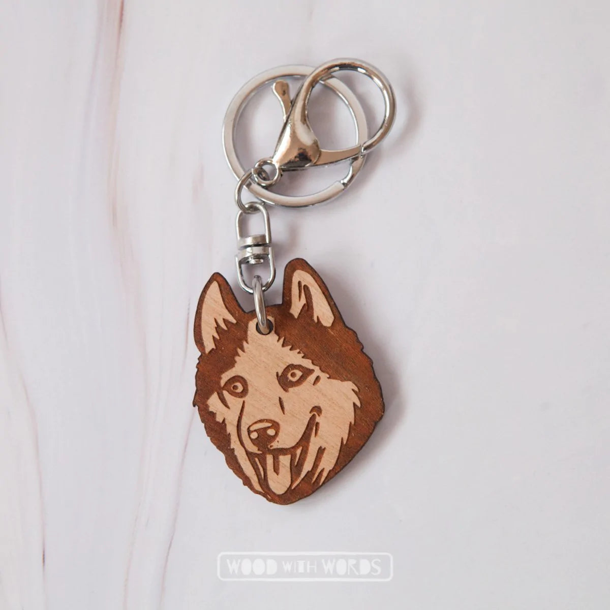 Wooden Keyring: Husky – Pablo & Co. Boutique